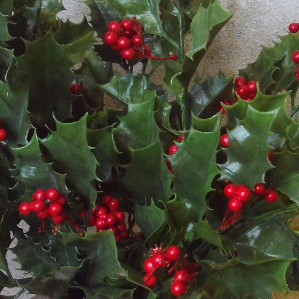Artificial Holly Branch with Red Berries 51cm | Christmas Decorations
