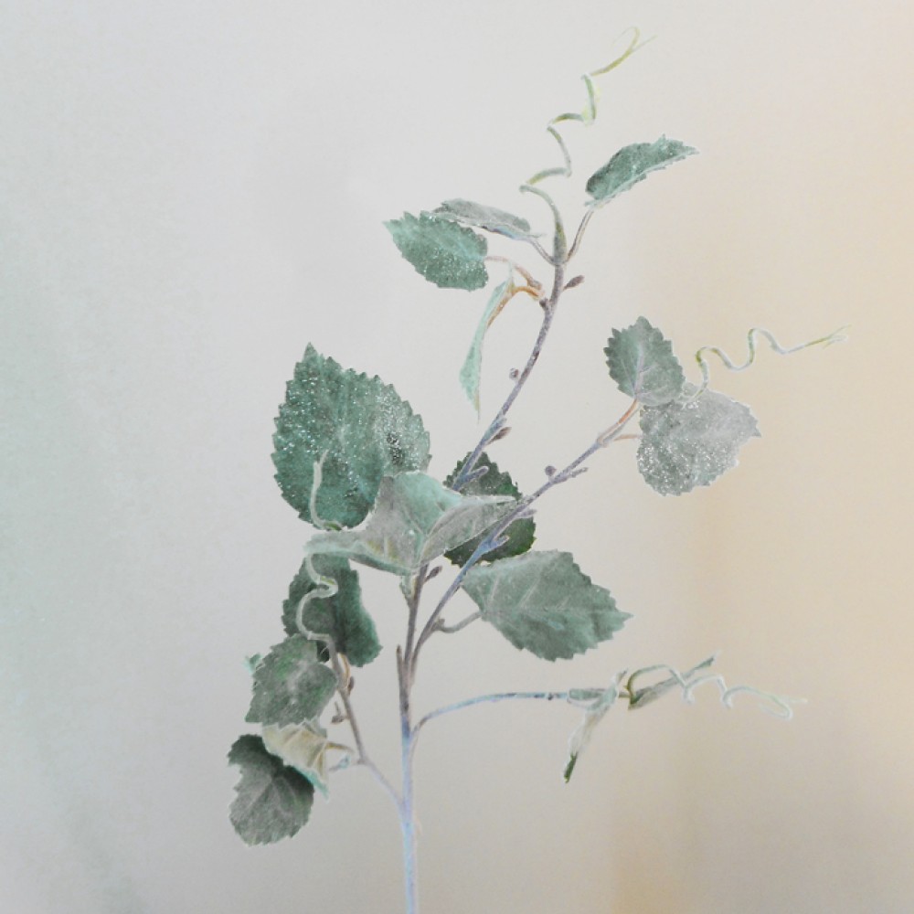 Artificial Hop Leaves Branch Flocked 56cm | Artificial Greenery