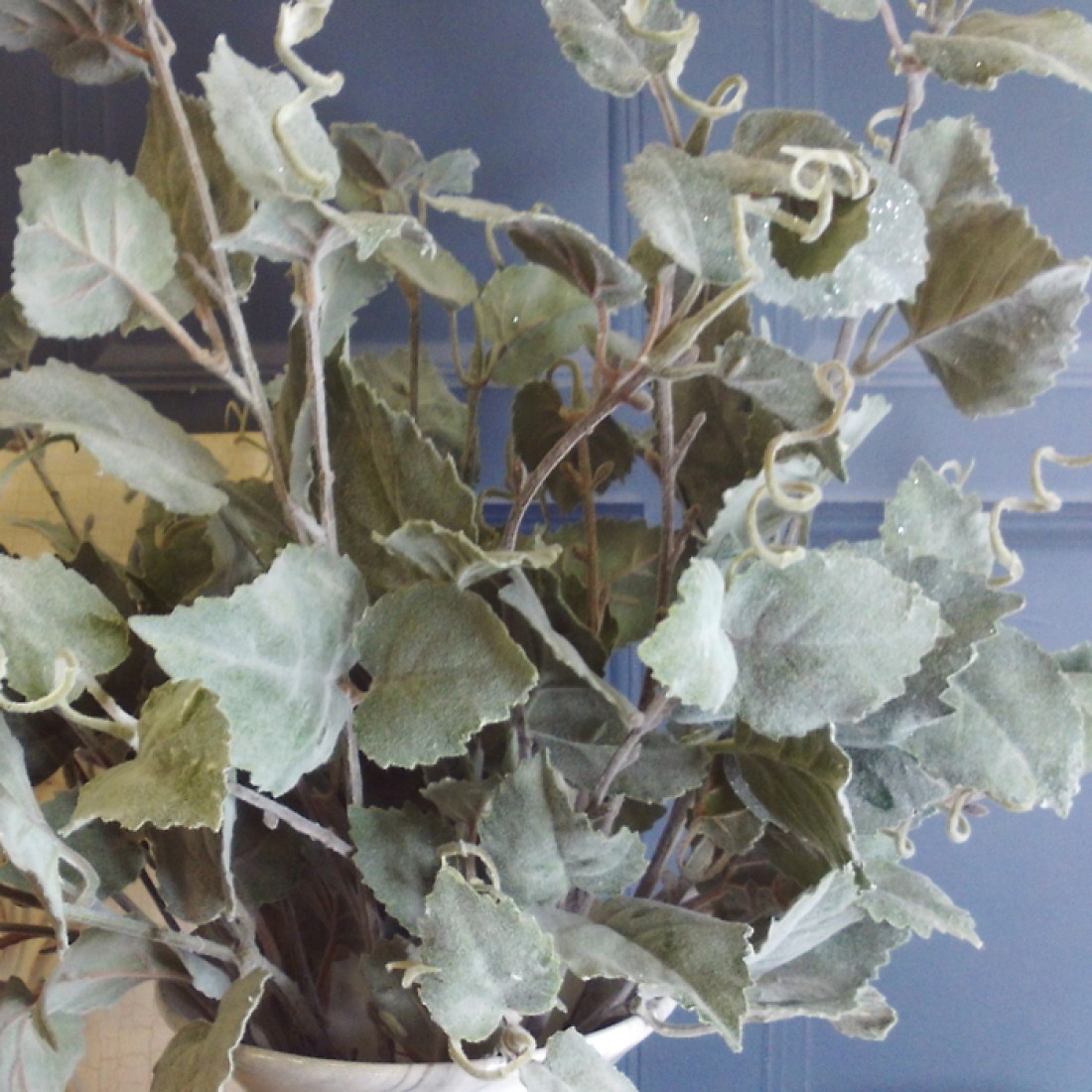 Artificial Hop Leaves Branch Flocked 56cm | Artificial Greenery