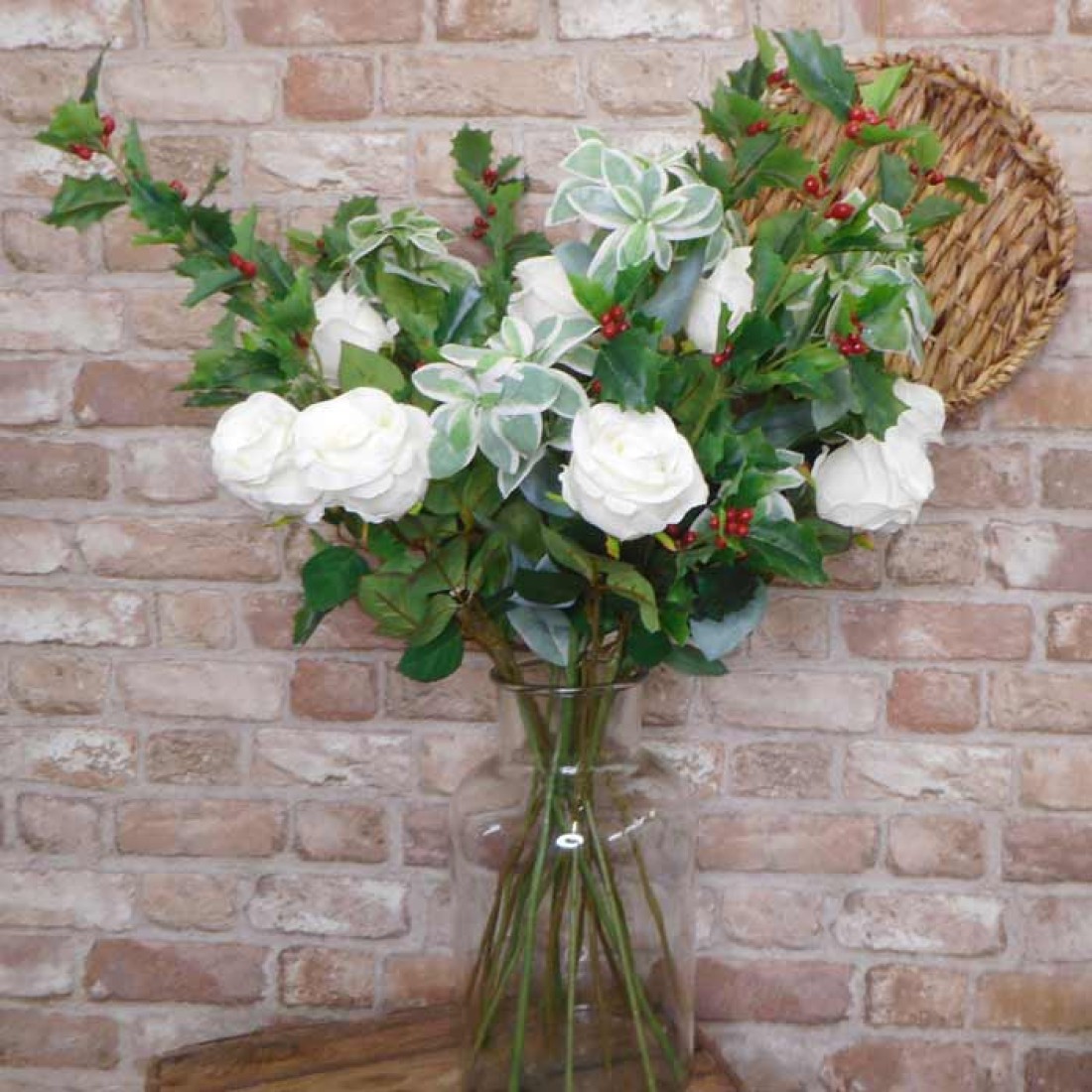 Real Touch Artificial Holly Branch with Red Berries 50cm | Christmas ...