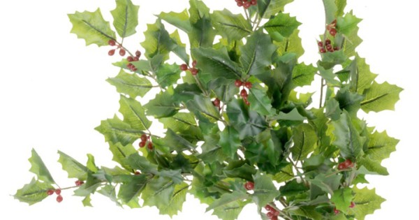 Real Touch Artificial Holly Bush with Red Berries 50cm | Christmas ...