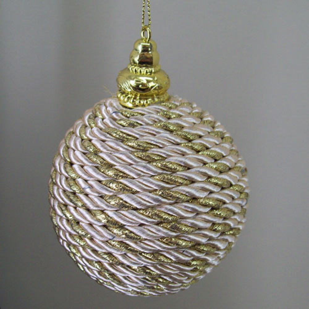 80mm Shatterproof Christmas Baubles Champagne Gold Rope | Christmas ...