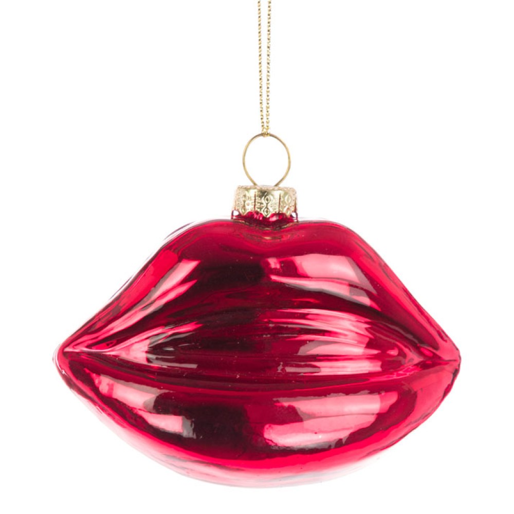 Glass Red Lips Christmas Baubles | Christmas Baubles and Tree Decorations