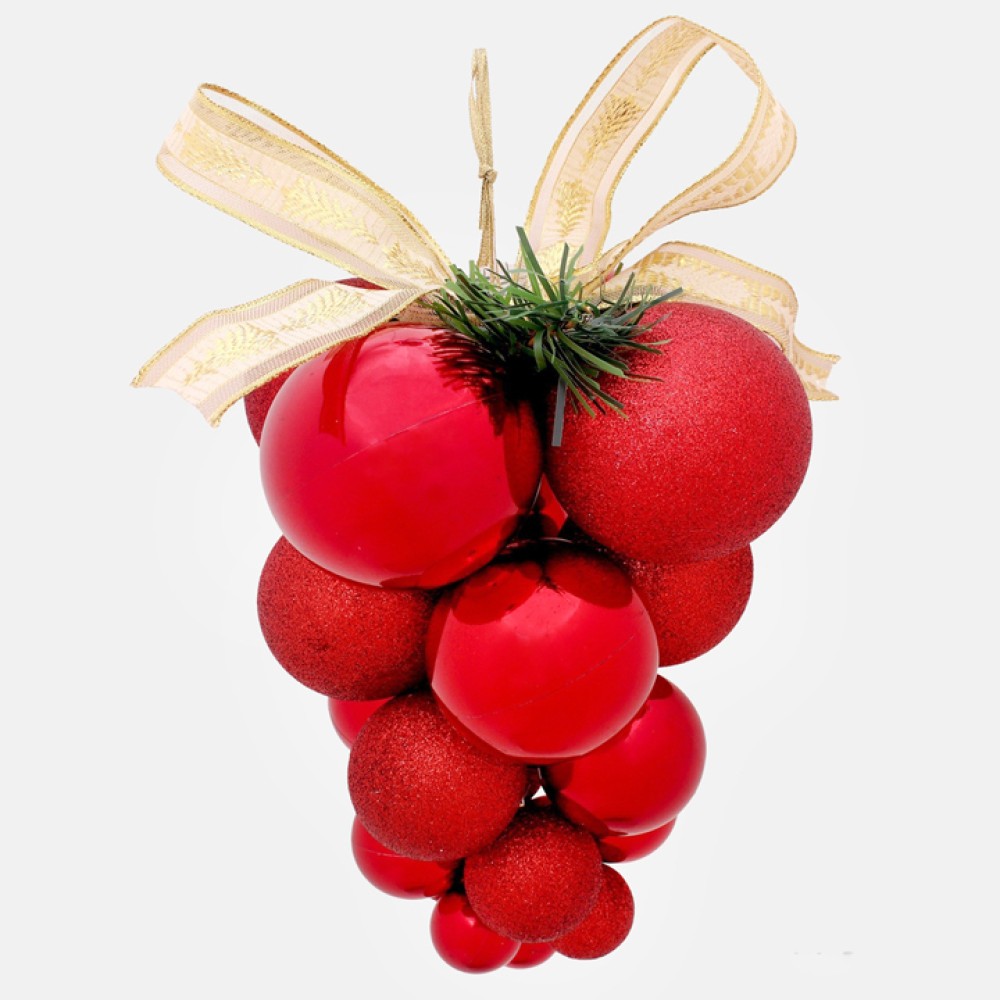 25cm Grape Shatterproof Christmas Baubles Red | Christmas Decorations