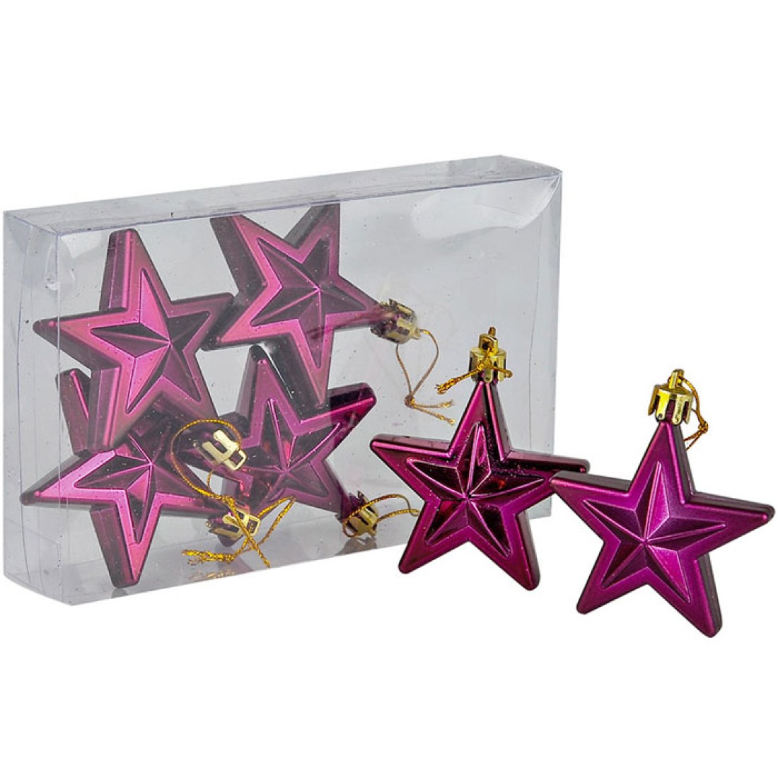 Star Shatterproof Christmas Baubles Pink Pack of 6 | Christmas Decorations