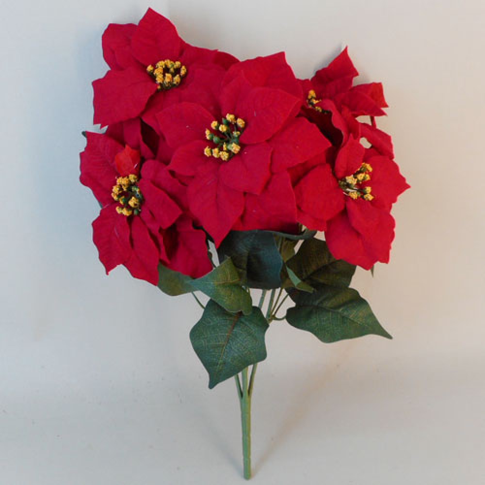 Luxury Red Velvet Artificial Poinsettia Plant | Christmas Flowers