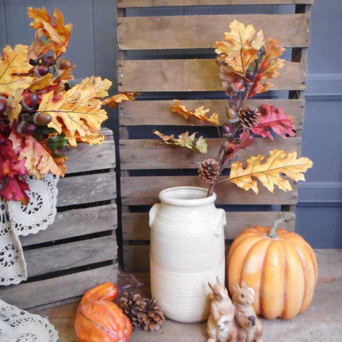 Artificial Oak Leaves Branch Autumn | Artificial Leaves