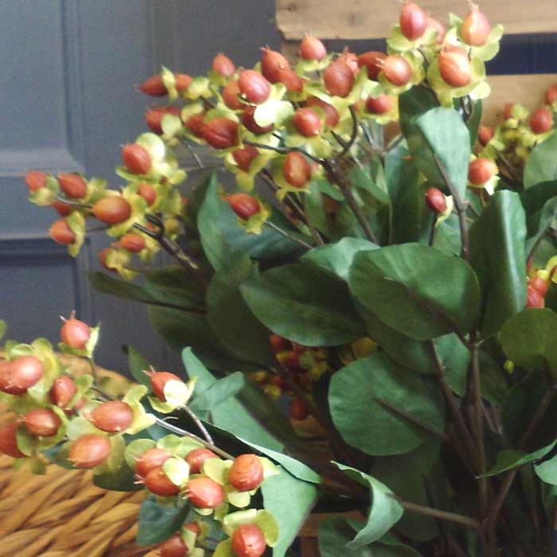 Artificial Hypericum Berries Brown 60cm | Artificial Flowers