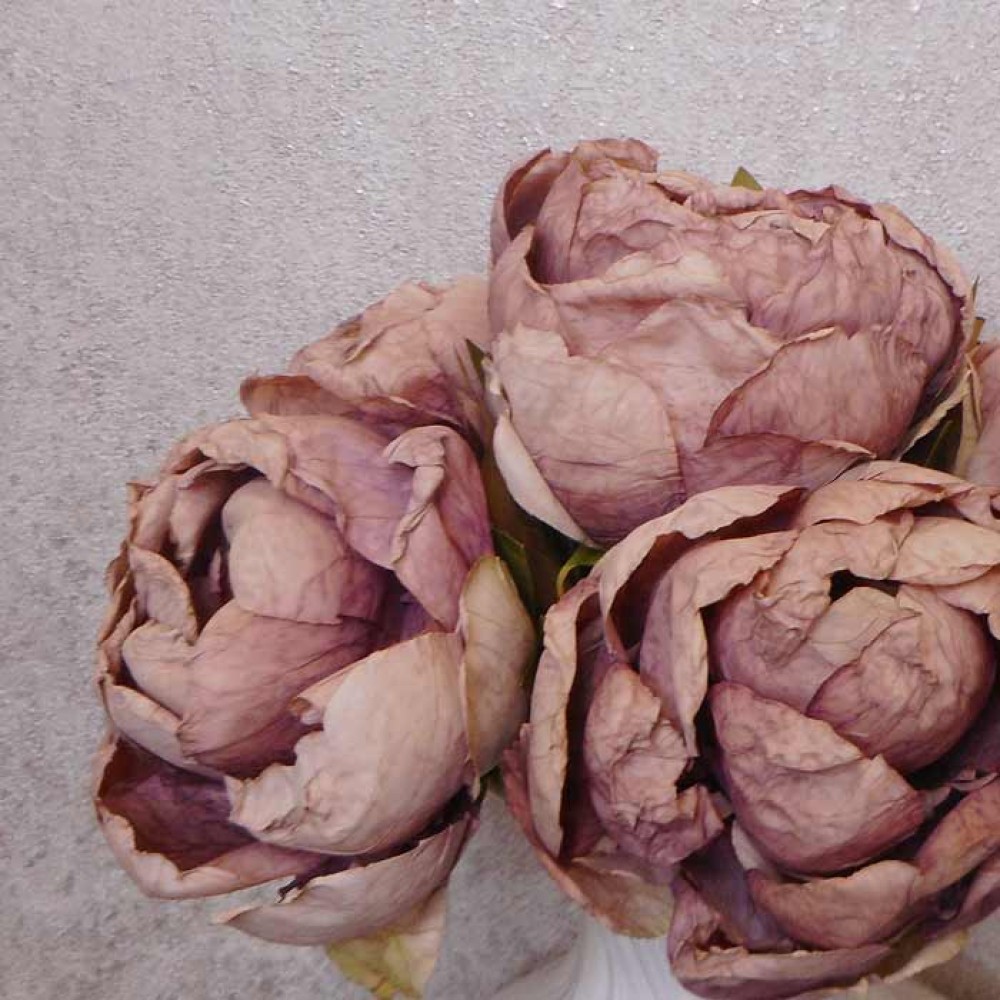 Antique Peony Vintage Mauve 48cm | Faux Dried Flowers