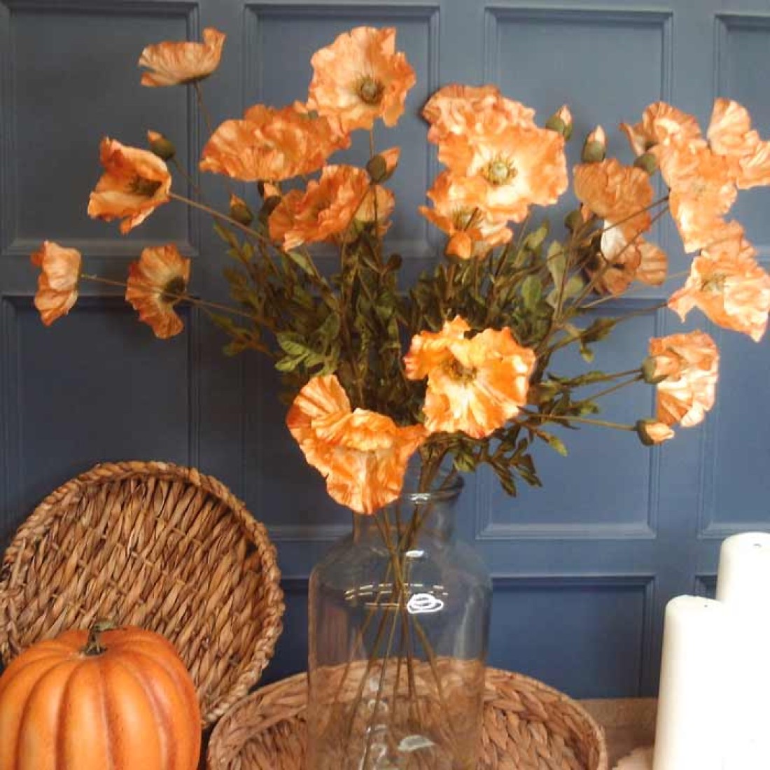Silk Poppies Amber 70cm | Artificial Flowers
