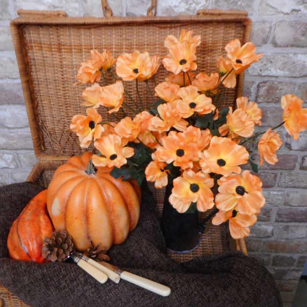 Artificial Poppies Orange 47cm | Silk Flowers