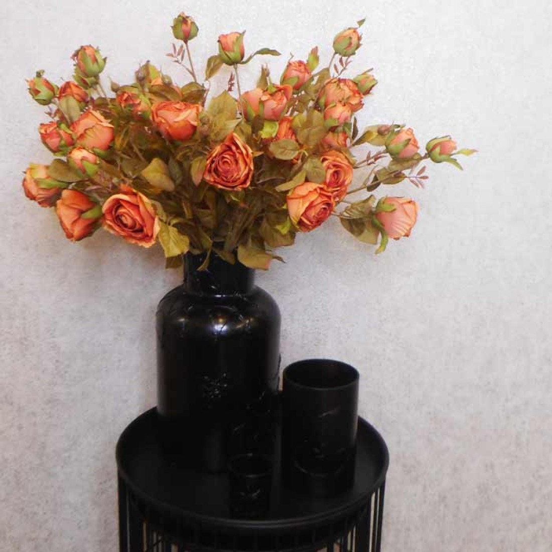 Antique Rose Spray Burnt Orange 64cm | Faux Dried Flowers