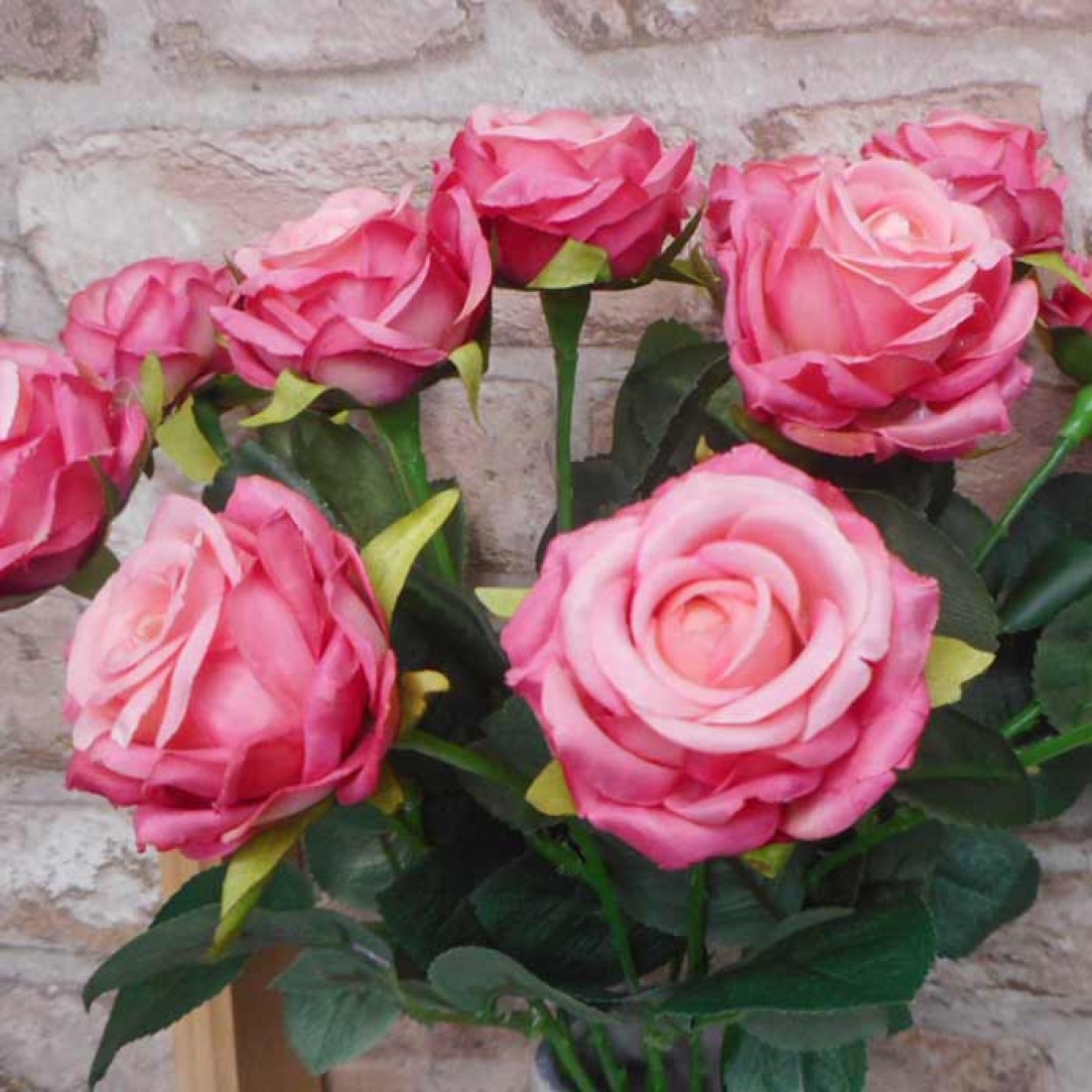Artificial Button Roses Stem Dark Pink 40cm | Artificial Flowers