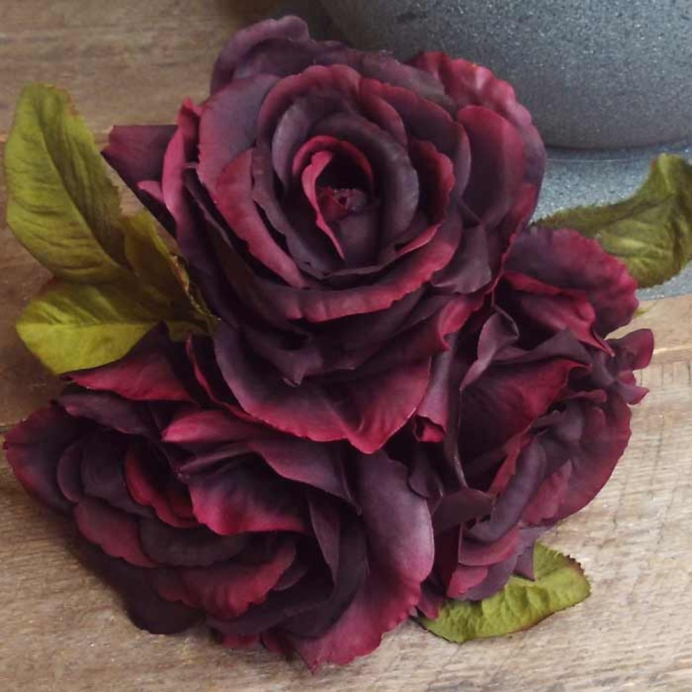 Artificial English Roses Bundle Burgundy 24cm | Artificial Flowers