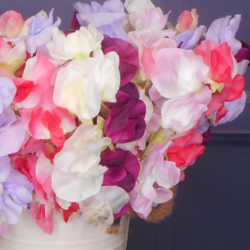 Faux Sweet Peas Posy 40cm | Artificial Flowers