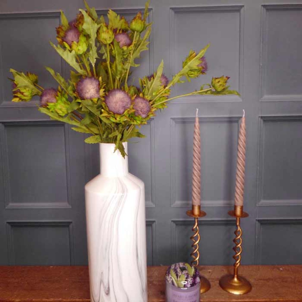 Artificial Thistle and Leaves Spray Purple 69cm | Artificial Thistles