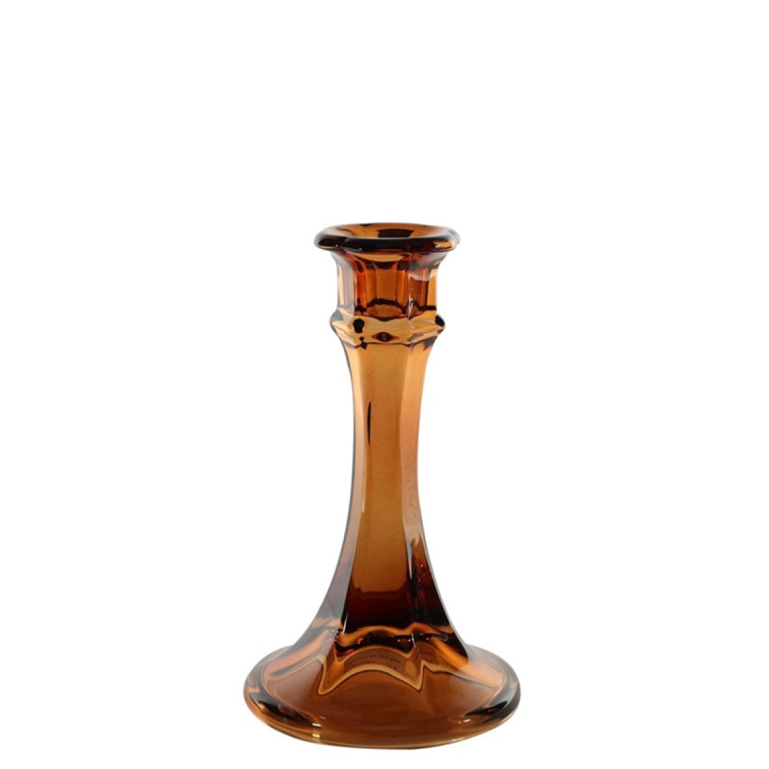 Genevieve Honey Brown Glass Candlestick 15cm | Candles and Candle Holders