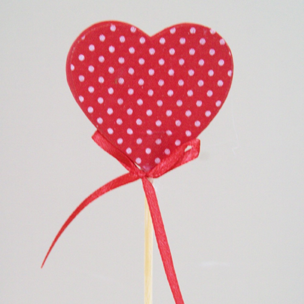 Red Wooden Heart Pick 44cm | Florists Supplies