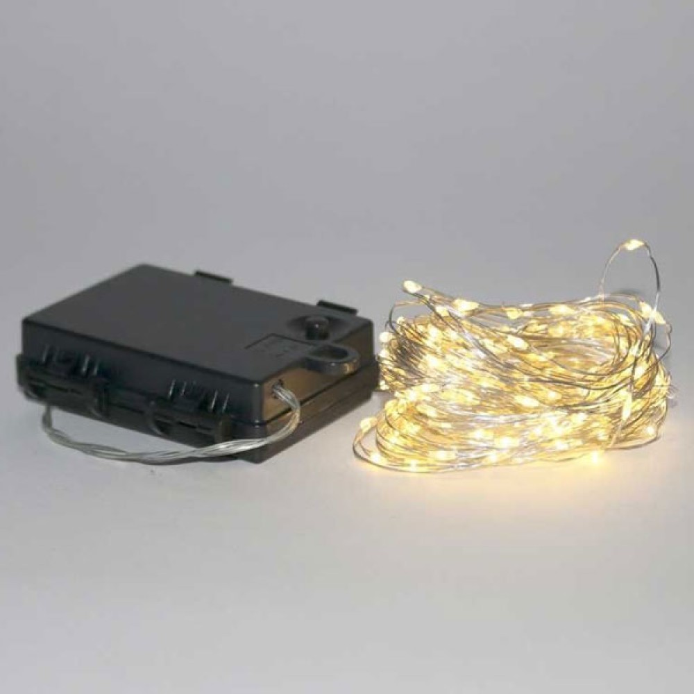 LED Firefly Lights x 100 on 5m Silver Wire Indoor and Outdoor Use ...