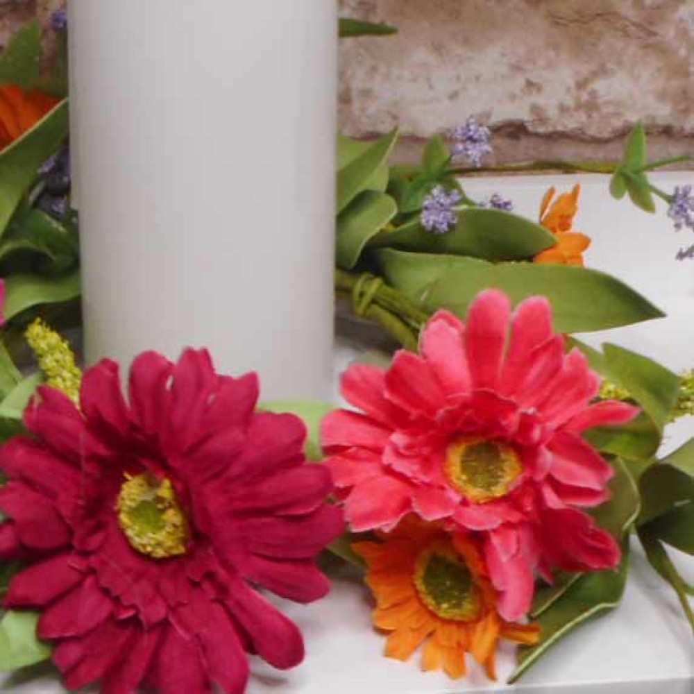 Artificial Flowers Candle Ring Gerberas and Daisies 28cm | Artificial ...