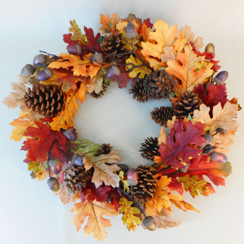 Artificial Oak Leaves Wreath Autumn | Artificial Leaves