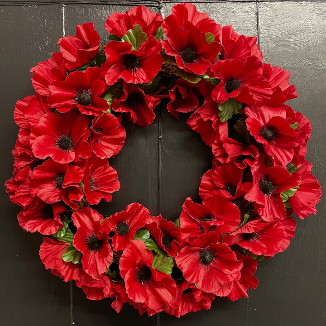 Remembrance Day Poppy Wreath 42cm | Artificial Flowers