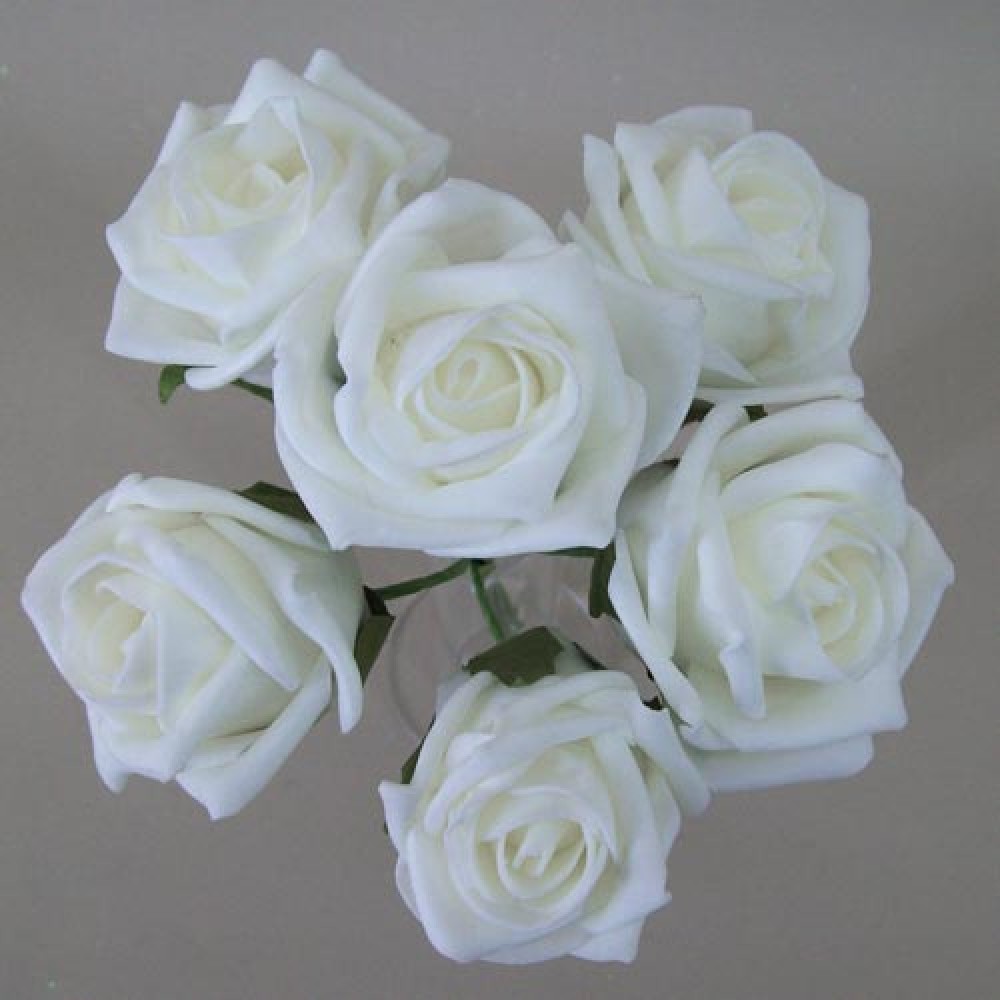 Colourfast Cottage Foam Roses Bundle Off White 6 Pack 24cm | Foam Flowers