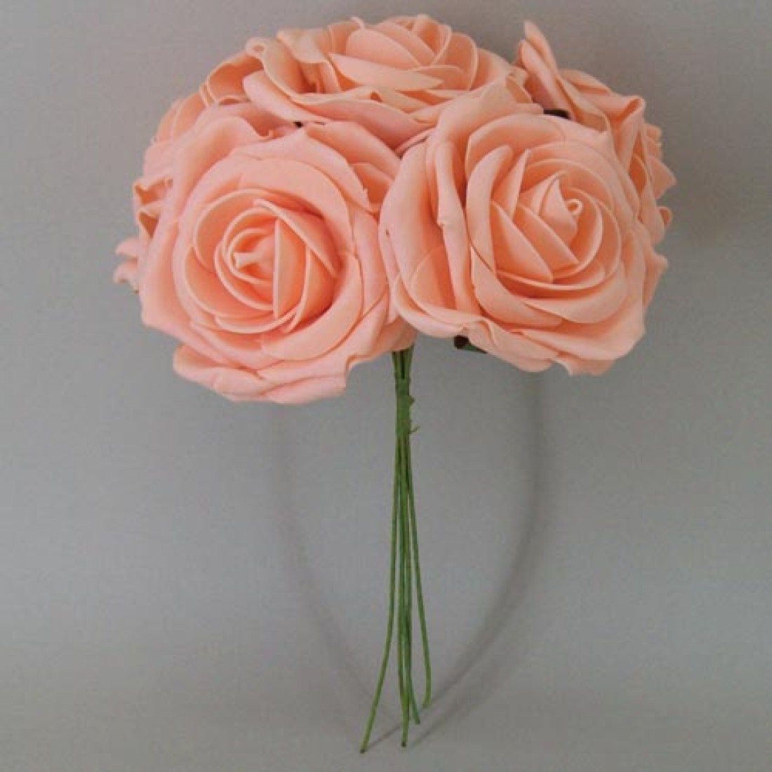 Colourfast Foam Roses Large Apricot 5 Pack 25cm | Foam Flowers