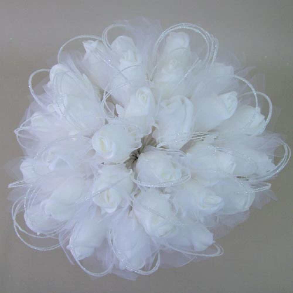 Colourfast Foam Roses Sparkle Large Bridal Posy White White | Foam Flowers