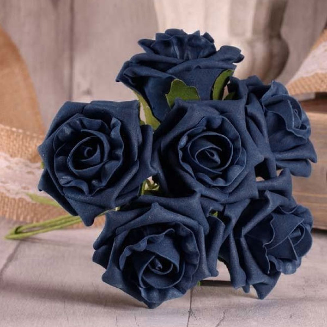 Foam Roses Bundle Navy Blue 6 Pack 24cm | Foam Flowers