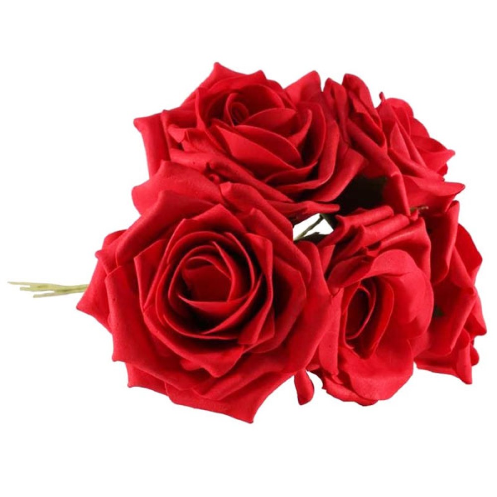 Foam Roses Bundle Red 5 Pack 24cm | Foam Flowers