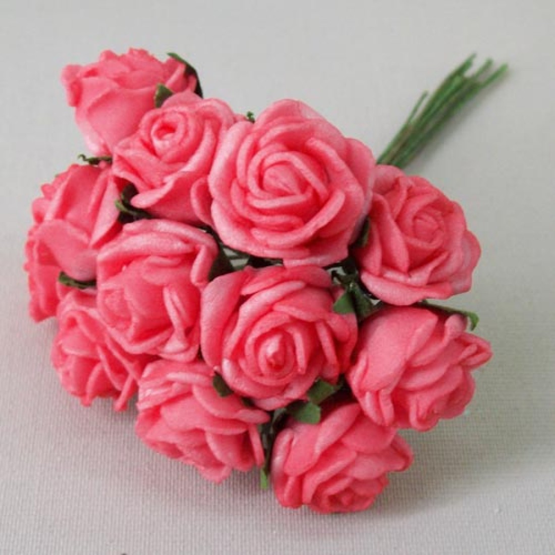 Tiny Foam Roses Bunch Coral Pink 11cm | Artificial Flowers