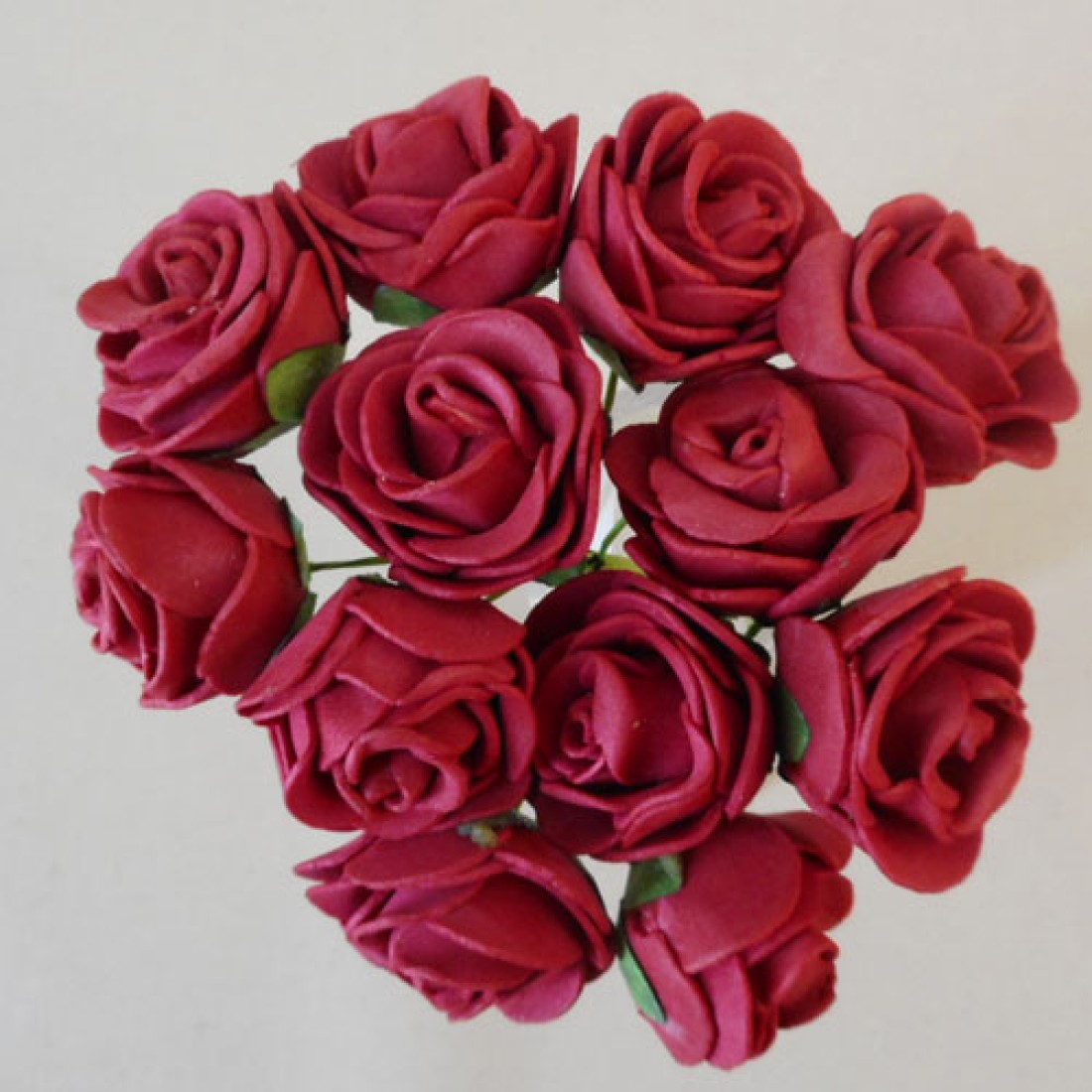 Mini Princess Foam Roses Bunch Burgundy x 12 10cm | Foam Flowers