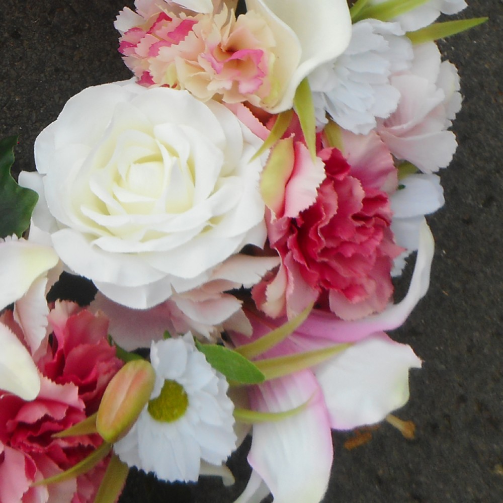 Funeral Wreath Pink Artificial Flowers 42cm | Memorial Tributes