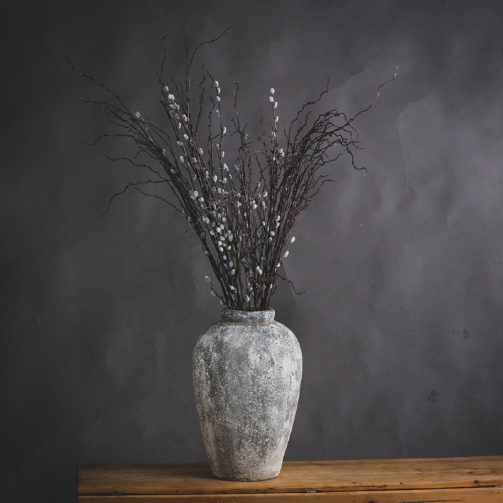 Tall Ceramic Vase Aged Stone 45cm | Flower Vases