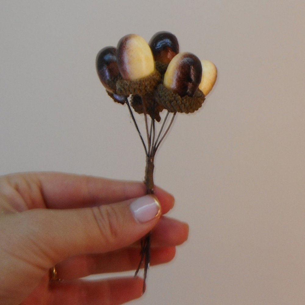 Bunch of 6 Artificial Acorn Picks | Autumn Decorations