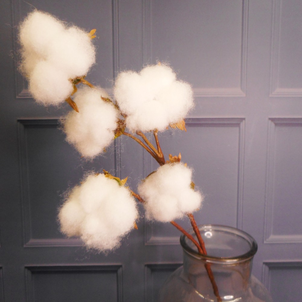 Artificial Cotton Stems 67cm | Artificial Flowers