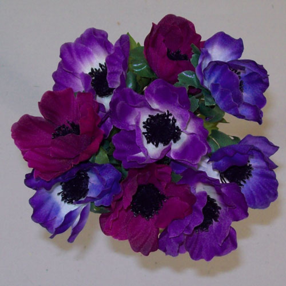 Silk Anemones Posy Purple and Plum 29cm | Artificial Flowers