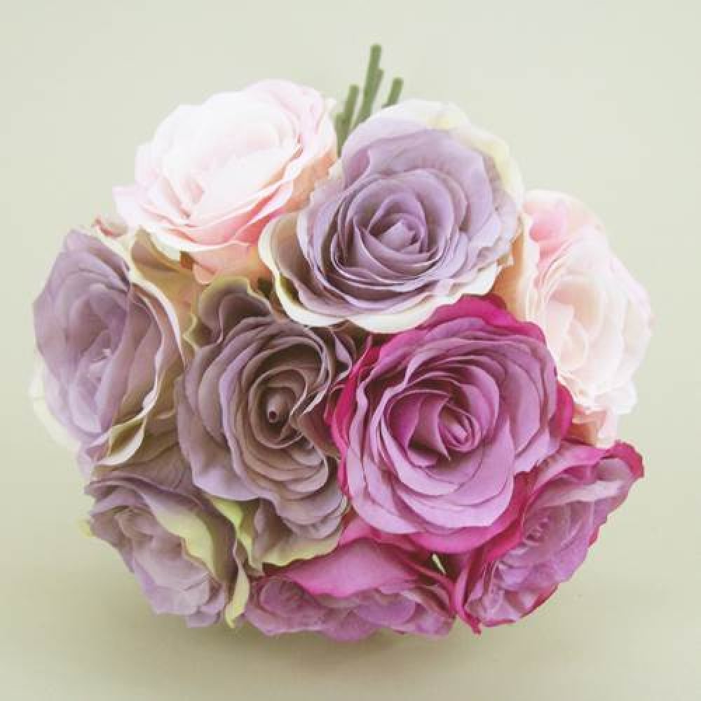 Antique Rose Bouquet Pink and Lilac 40cm | Artificial Flowers