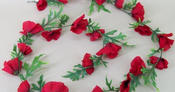 Silk Poppy Garland Red 184cm | Artificial Flowers