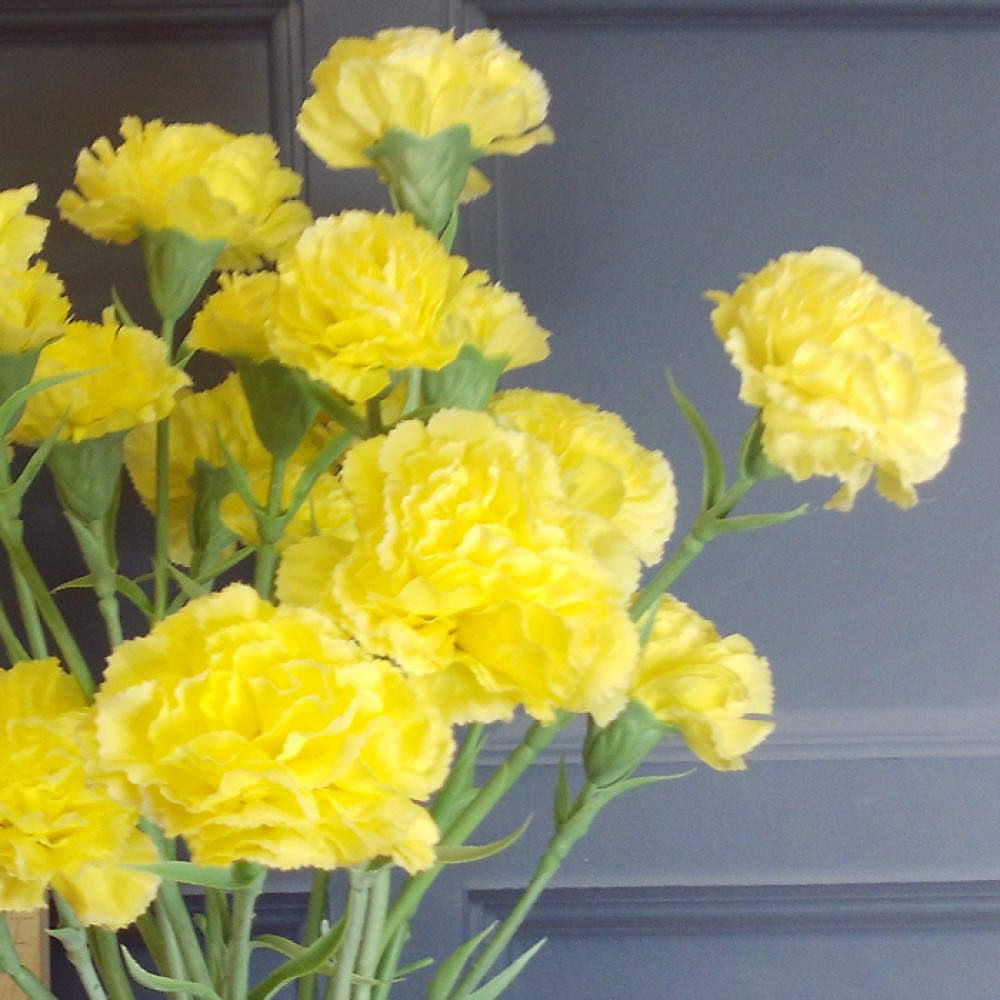 Artificial Spray Carnations Lemon Yellow 60cm | Artificial Flowers