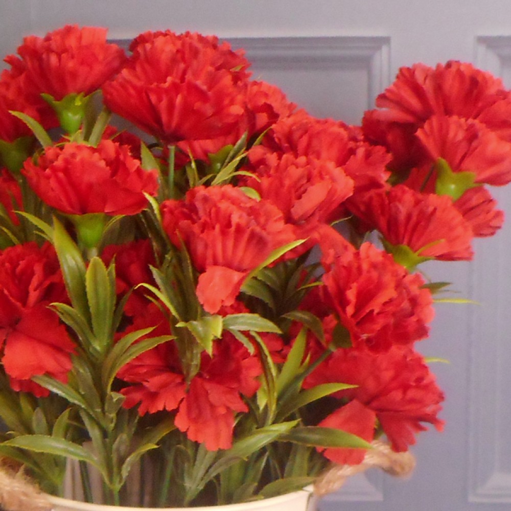 Fleur Artificial Carnations Bunch Red 45cm| Artificial Flowers