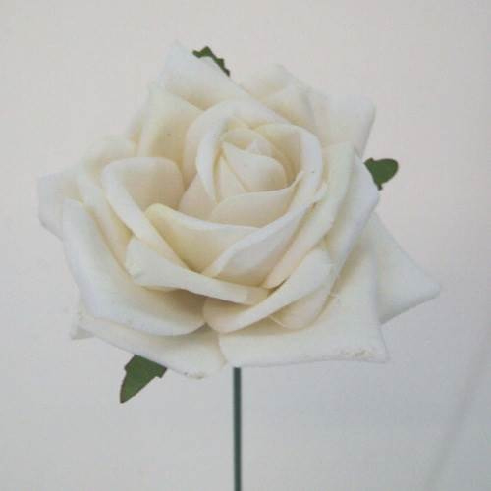 Cream Velvet Rose on Wire Stem 20cm | Artificial Flowers