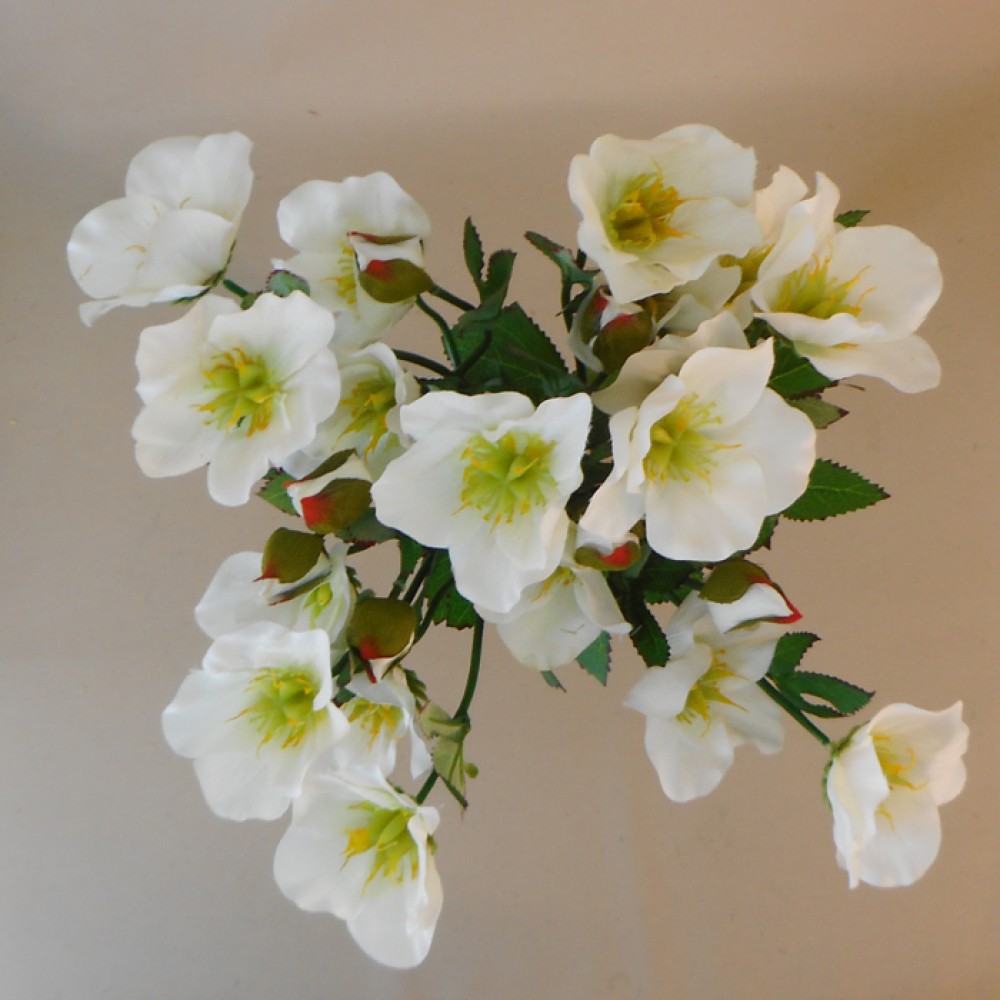 Artificial Christmas Flowers | Artificial Hellebores Plant Ivory 41cm