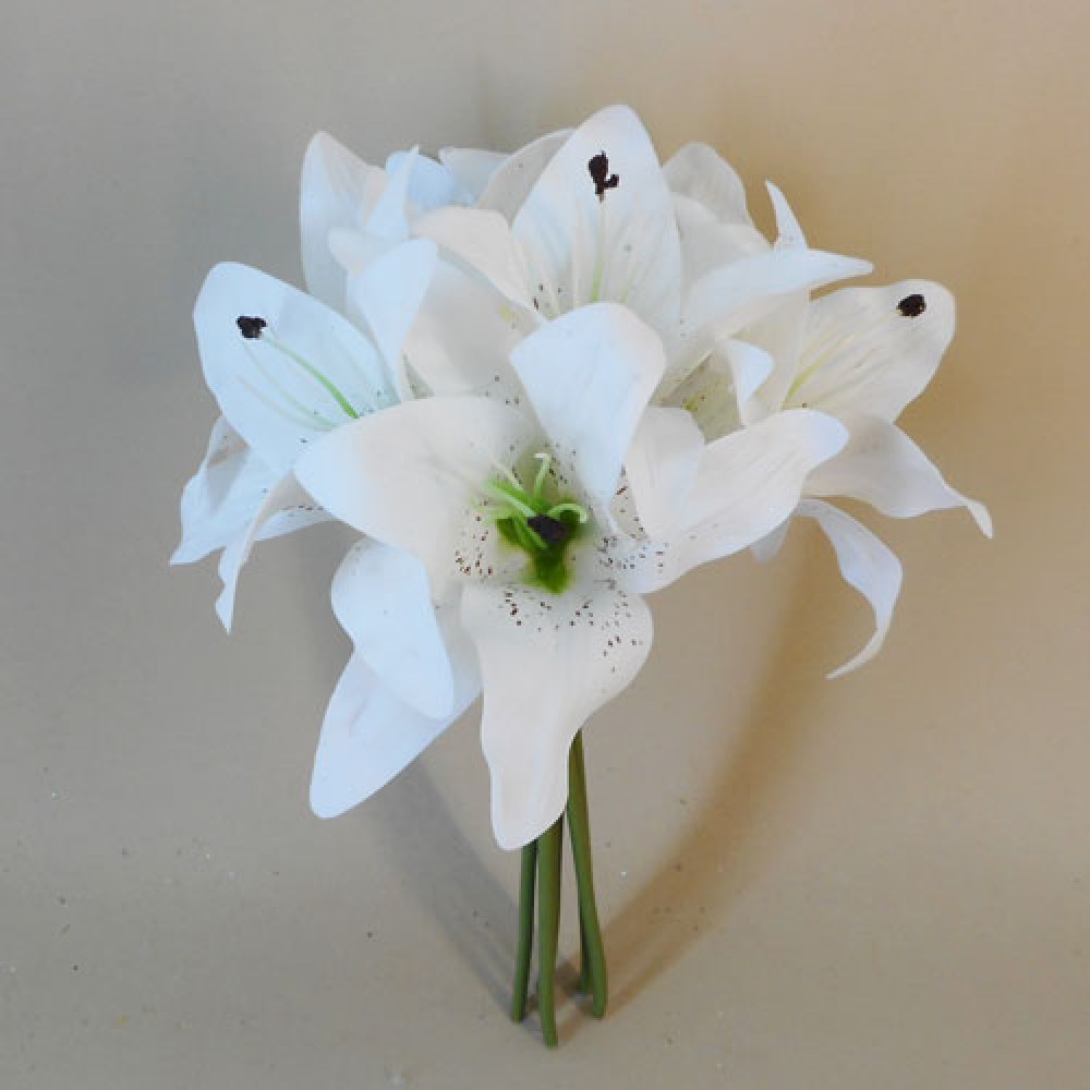 Real Touch Lilies Bouquet White 28cm | Artificial Flowers