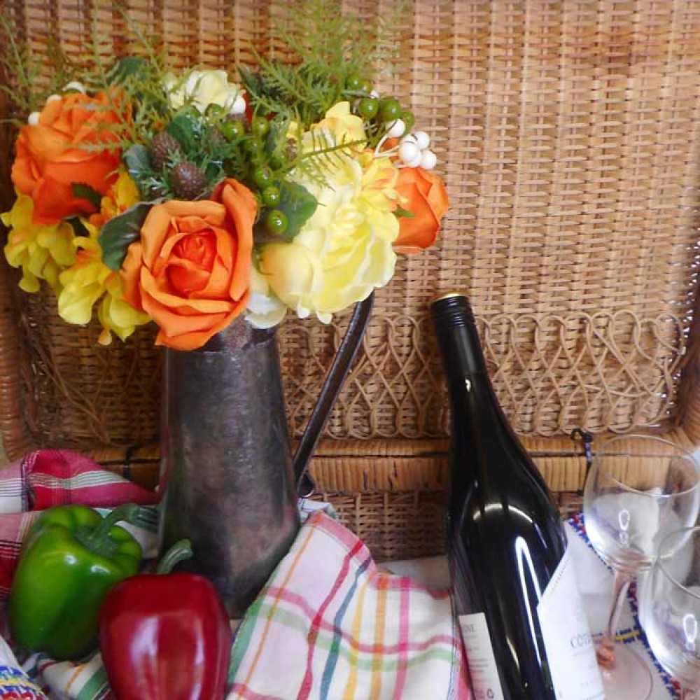 Megan Rose and Peony Bouquet Yellow and Orange | Artificial Flowers