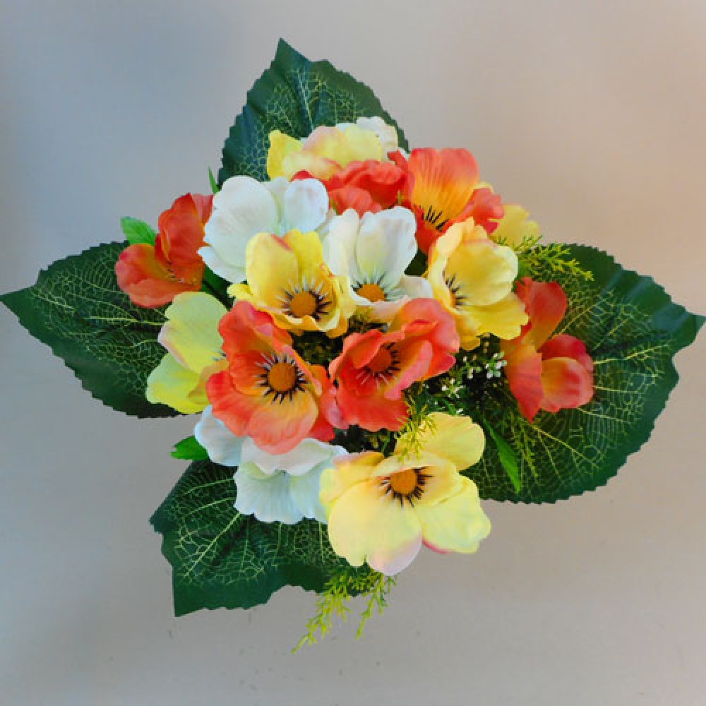 Artificial Poppy Bunch Orange Yellow Cream | Artificial Flowers