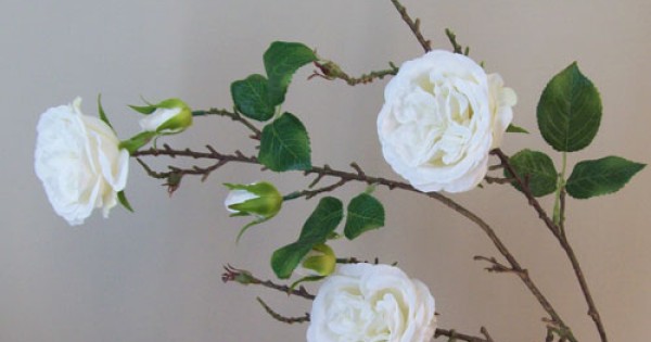 Artificial Cabbage Roses Branch Cream 90cm | Artificial Flowers