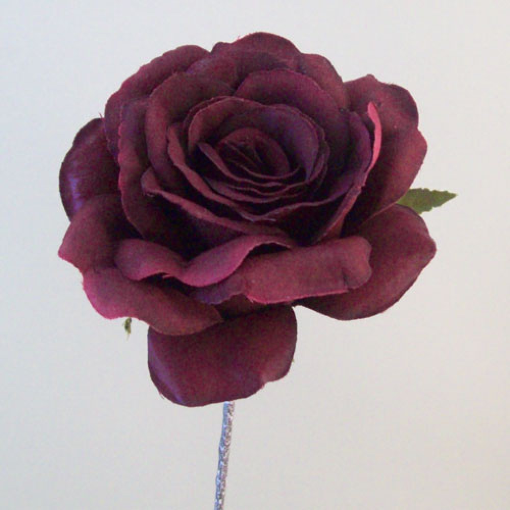 Artificial Roses Stem Burgundy no leaves 44cm | Artificial Flowers