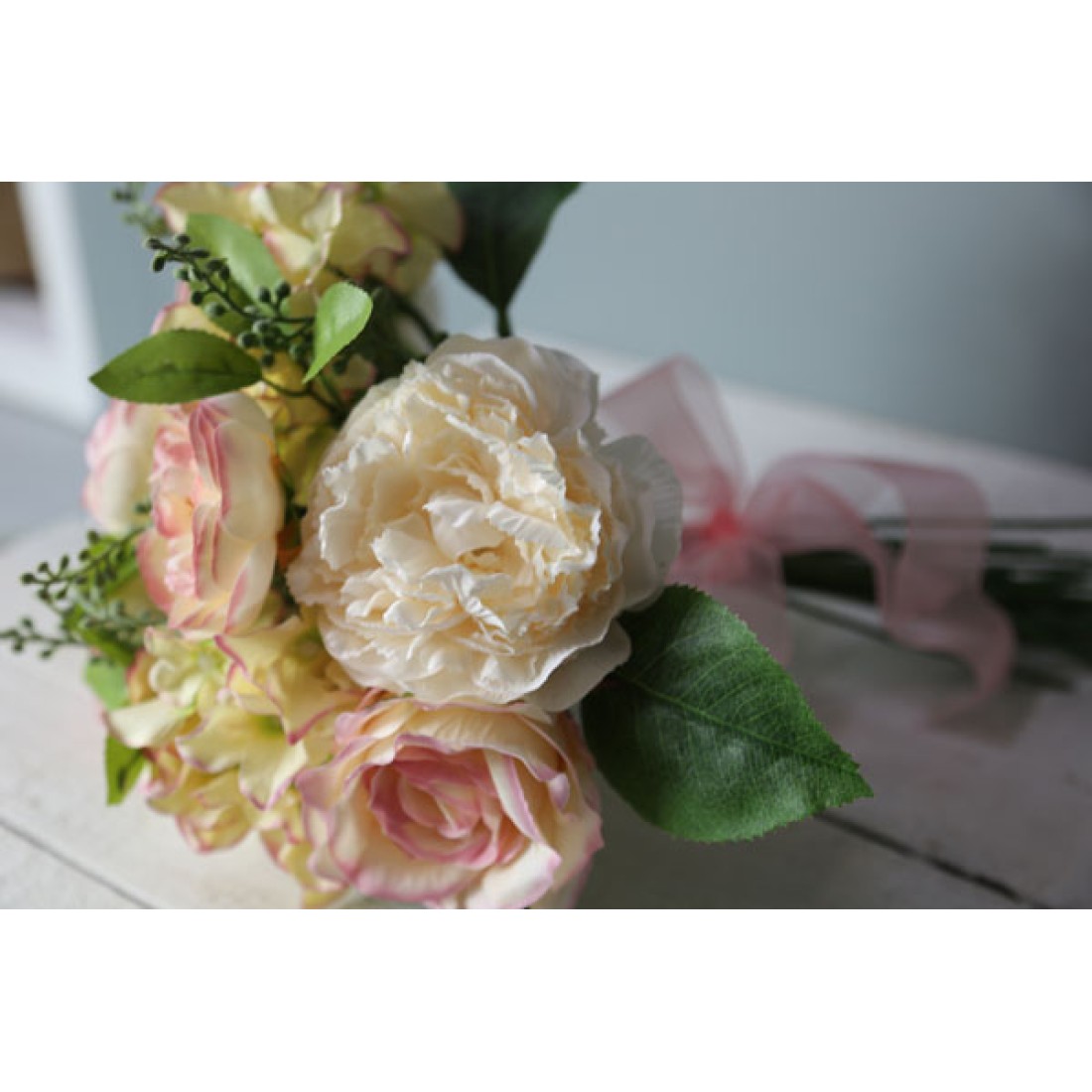 LilyJo Artificial Roses Bouquet Blush Pink and Cream 40cm | Artificial ...
